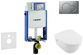 Geberit Kombifix - Modul pro závěsné WC s tlačítkem Sigma01, matný chrom + Villeroy Boch - WC a sedátko, DirectFlush, SoftClose, CeramicPlus 110.302.00.5 NB3