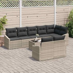 Set pohovek 9 ks Světle šedá polyratan 3346782