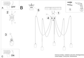 Sollux SL.1161 - Lustr na lanku NESO 5xE27/15W/230V pavouk beton