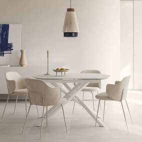 Bílý skleněný rozkládací jídelní stůl Kave Home Vashti 130/190 x 100 cm
