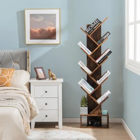 Costway Knihovna 10 Tier Tree Book se zásuvkou pro ložnici/obývací pokoj