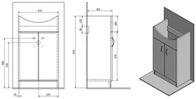 Aqualine Simplex Eco 50 47 x 83,5 x 29 cm SIME500 umyvadlová skříňka včetně umyvadla HF050 Koupelny Bernold