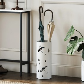 HOMCOM Stojan na deštníky, ocel, tvar sloupu, vyjímatelná spodní přihrádka, Ø17 x 41H cm, bílá