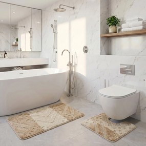 Kvalitex Koupelnová a WC předložka César béžový SADA 60 x 100 cm + 60 x 50 cm