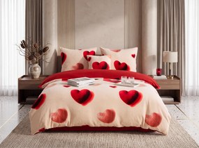 Oboustranné povlečení DUO SENSE HEARTELLE krémové mikroplyš/flanel Rozměr povlečení: 70 x 90 cm | 140 x 220 cm