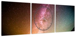 Obraz - obloha plná hvězd (s hodinami) (90x30 cm)