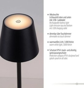 LD 19252-18 LED bateriové svítidlo černé, stojací a stolní lampa, dotykový stmívač, IP54 pro venkovní použití 3000K - JUST LIGHT