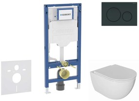 Geberit Duofix - Set předstěnové instalace, klozetu Oudee a sedátka softclose, tlačítko Sigma20, černá lesk/černá mat SANI11CA5131B
