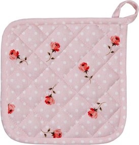 Růžová bavlněná chňapka - podložka s růžemi Dotty Rose - 20*20 cm