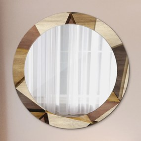 Kulaté dekorativní zrcadlo Geometrické 3d dřevo fi 70 cm