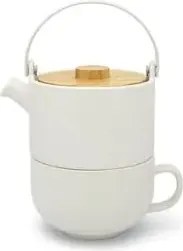 Bredemeijer Umea Konvička na čaj bílá / 500 ml / keramika / bambusové