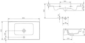 Cersanit Crea BOX skříňkové umyvadlo 80cm, bílá, K114-017