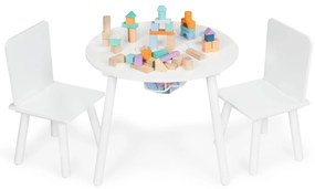 Bílý dětský stůl se dvěma židlemi dětský nábytek sada Ecotoys