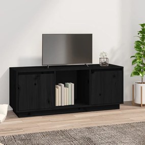 TV skříňka černá 110,5 x 35 x 44 cm masivní borové dřevo
