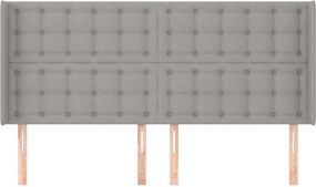 Čelo postele typu ušák světle šedé 183x16x118/128 cm textil 3120028