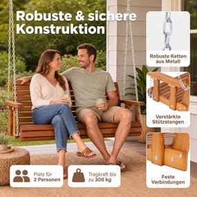 Costway Závěsná lavice zahradní houpačka pro 2 křeslo houpačka z jedlového dřeva