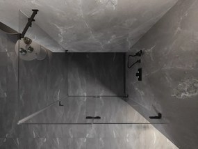 Mexen Lunar-F, sklápěcí sprchový kout pravý 90 x 80 cm, 8mm čiré sklo, černý profil, 836-090-080-70-00-P