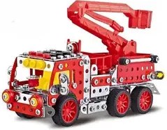 MaDe 08340 Malý mechanik hasičské auto s plošinou / 327 dílků / od 8 l