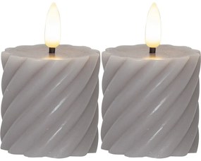 Sada 2 šedých voskových LED svíček Star Trading Flamme Swirl, výška 7,5 cm