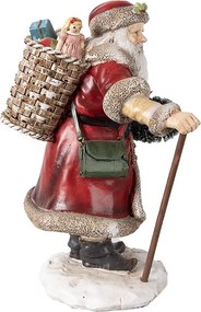 Vánoční dekorace socha Santa s nůší dárků - 14*12*20 cm