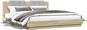 Rám postele s čelem a LED osvětlením dub sonoma 200x200 cm 3209984