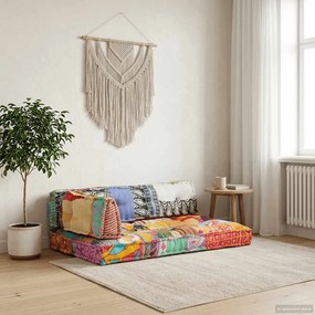 Poduška na pohovku z palet vícebarevná textil patchwork 287722