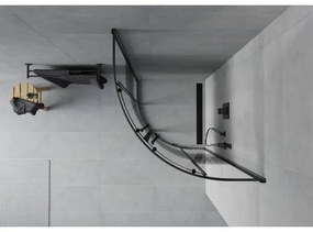 Mexen Rio půlkruhový sprchový kout 70 x 70 cm, Pruhy, Černá - 863-070-070-70-20