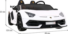 Ramiz Lamborghini SVJ DRIFT elektrické auto pro 2 děti bílé + funkce driftu + dálkové ovládání
