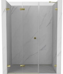 Mexen Lunar-F sprchové dveře sklopné levé 140 cm, transparentní, zlaté - 836S-140-050-50-00-L