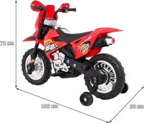 Ramiz Dětská motorka Cross na baterie červená + pomocná kolečka + LED zvuky