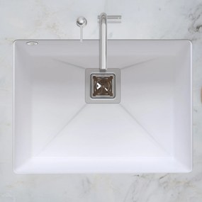 Sink Quality Argon 60, kuchyňský granitový dřez 550x420x225 mm + chromový sifon, černá, SKQ-ARG.C.1KBO.60.X