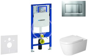 Geberit - Modul pro závěsné WC s tlačítkem Sigma30, matný chrom/chrom + Duravit ME by Starck - WC a sedátko, Rimless, SoftClose