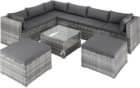 Deuba Zahradní ratanový set XXL - šedá/antracit podušky