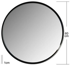 LOFTIKA 60 cm Kulaté nástěnné zrcadlo v černém rámu