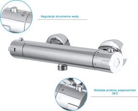 Gamma Termo, termostatická sprchová baterie se spodním 1/2" připojením sprchy, chromová, GMA-BTO-CH