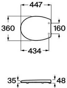 ROCA Victoria, antibakteriální WC sedátko 447x360x48 mm, SUPRALIT, kovové panty, bílá lesklá, ROC-A801B6000B