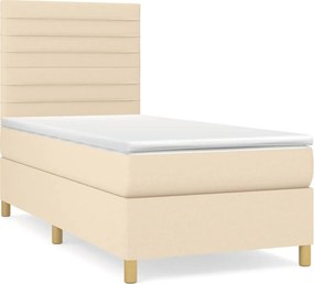 Box spring postel s matrací krémová 90x190 cm textil 3142382