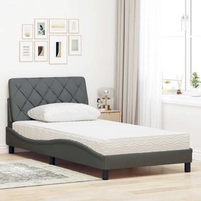 Postel s matrací tmavě šedá 100 x 200 cm textil 3310721