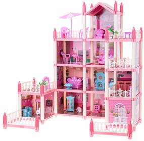 Creative Corner Domeček pro panenky růžová DIY 4 úrovně nábytku