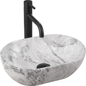 Rea Amelia Mini STONE MATT, umyvadlo na desku 380x260x130 mm, šedá-imitace kamene, REA-U9109