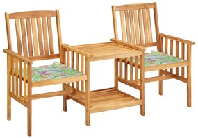 vidaXL Zahradní židle s čajovým stolkem a poduškami 2ks akáciové dřevo