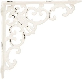Bílá kovová policová konzole s ornamenty - 4*21*21 cm