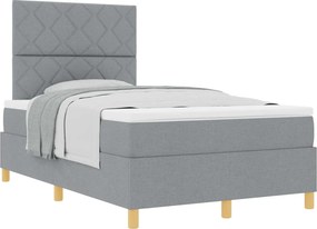 Postel s boxspringem s čelo Světle šedá 120 x 190 cm textil 3339679