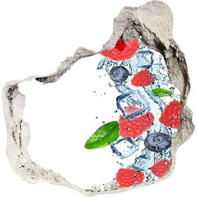 Wallmuralia Nálepka 3D díra Lesní ovoce s ledem 75x75 cm