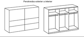 Šatní skříň Bert, 270 cm, bílá/antracit