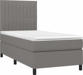 Box spring postel s matrací a LED tmavě šedá 90x190 cm textil 3134998