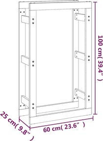 vidaXL Stojan na dřevo 60x25x100 cm masivní borovice [822413] Barva: Černá