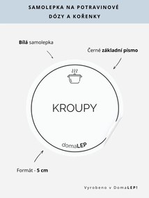 KROUPY – bílá samolepka na dózu, základní písmo, 5 cm | DomaLEP