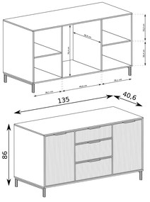 STYLES k | komoda LS-2 | 135 cm | 3D povrch | kašmír