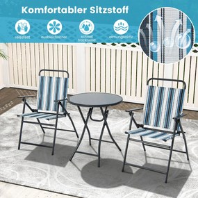 Costway 3dílný balkonový set bistro stůl se 2 skládacími židlemi sedací set